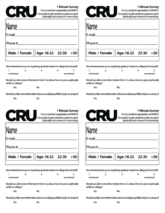 Spiritual Interest Questionnaire – Ministry Tips and Tools, Cru – Ben ...